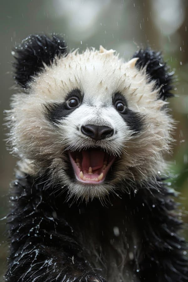 Funny panda yawns stock image. Image of closeup, head - 380434015