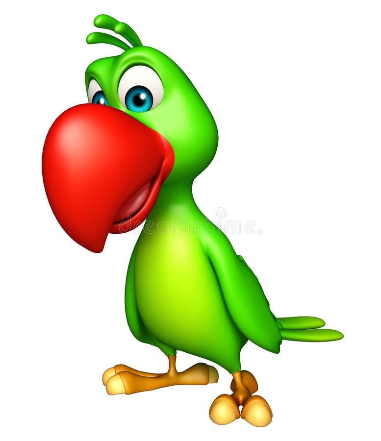 Funny Parrot Cartoon Character Stock Illustration - Illustration of ...