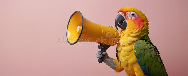 A Funny Parrot Holding a Megaphone Stock Photo - Image of financial ...