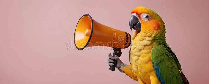 A Funny Parrot Holding a Megaphone Stock Image - Image of loudspeaker ...