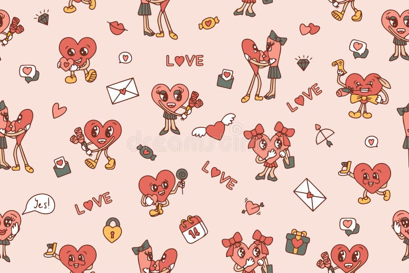 Funny Pattern and Texture in Trendy Retro Style of 60s 70s. Vector ...