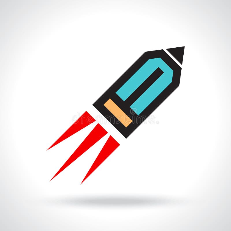 Funny Pencil Icon Like Rocket Stock Vector - Illustration of cheerful ...