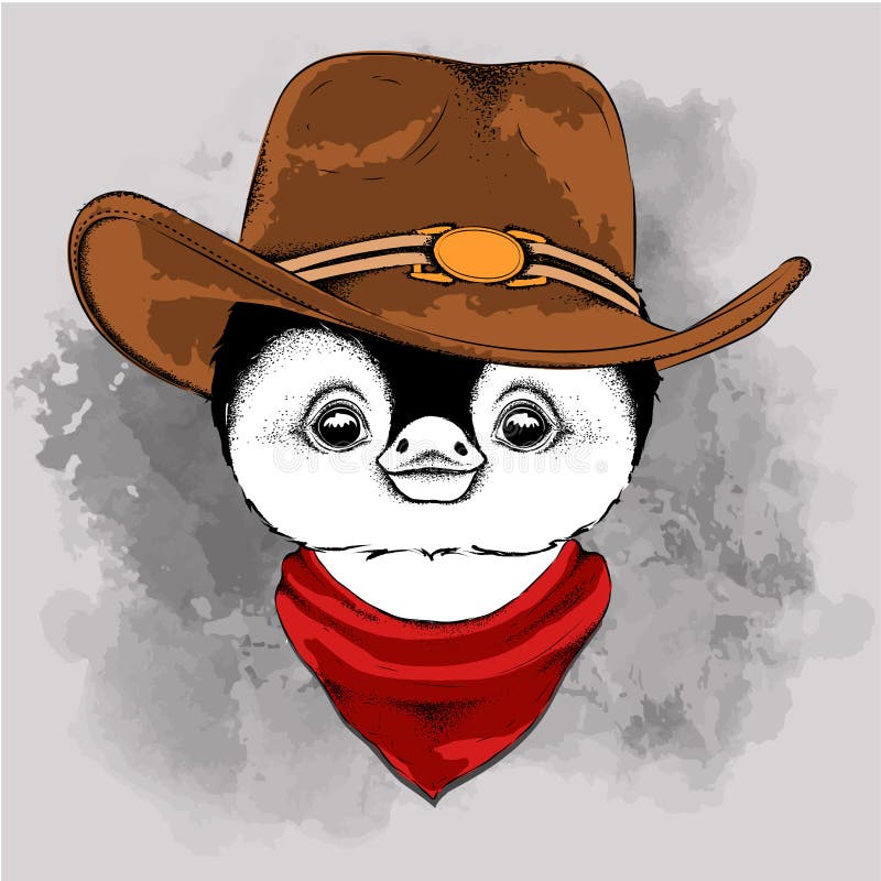 A Penguin in a Cowboy Hat. Vector Illustration Stock Vector ...