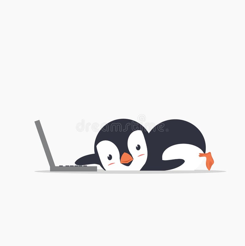 Funny Penguin with a Laptop Stock Vector - Illustration of information ...
