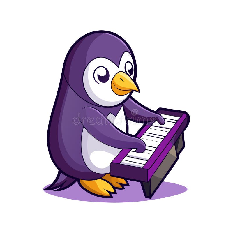 Funny Penguin Playing the Piano Stock Illustration - Illustration of ...