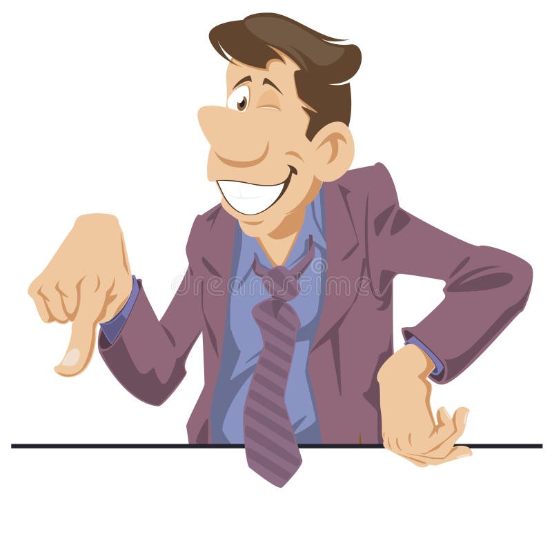 Cartoon Scheming Businessman Points Finger. Funny People Stock Vector ...