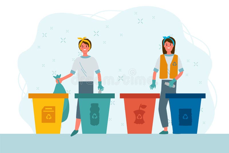 Eco-illustration Sorting Waste, Save the Planet. Environmental ...