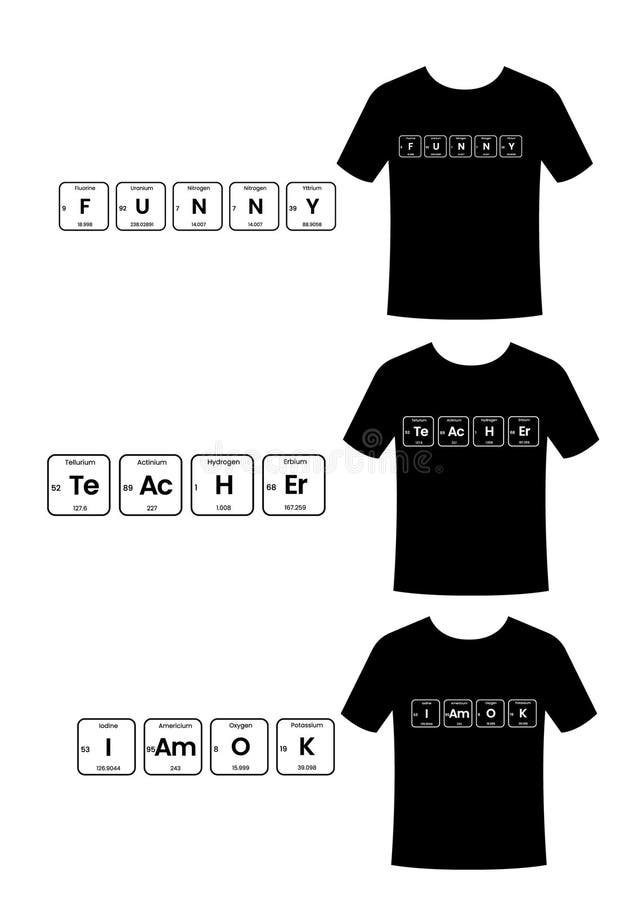 Funny Periodic Table Puns T-Shirt Designs with Periodic Elements Funny ...