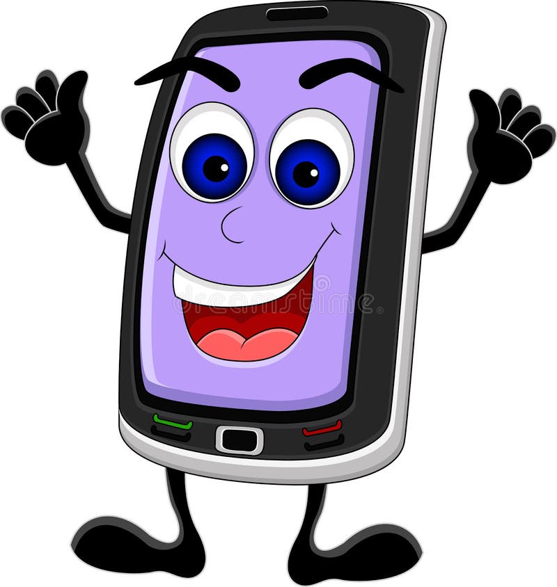 Funny phone cartoon stock illustration. Illustration of connect - 26444750