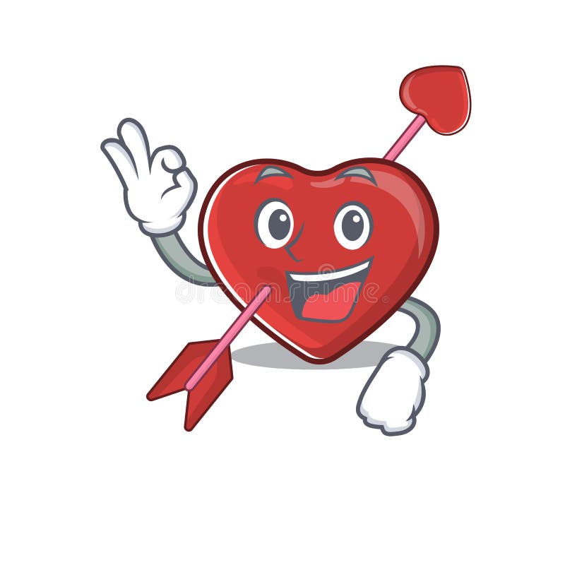 A Funny Picture of Heart and Arrow Making an Okay Gesture Stock Vector ...