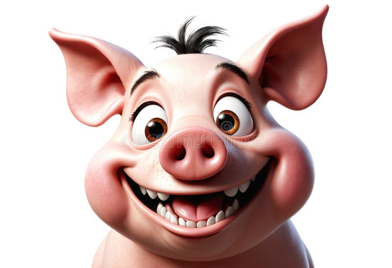 Funny Pig with a Big Smile. Generative AI Stock Illustration ...