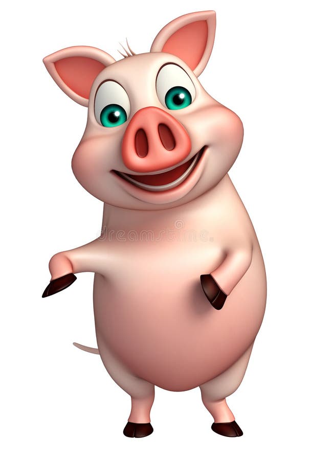 Funny Pig Cartoon Character Stock Illustration - Illustration of smile ...