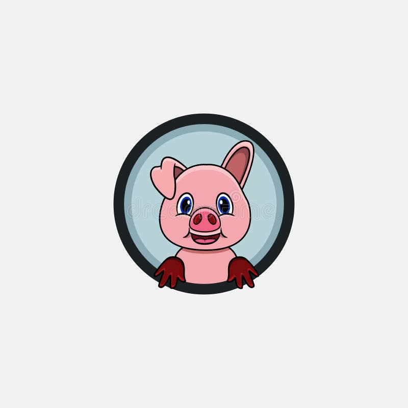 Funny Pig Head Character Design. Perfect for Logo, Label, Template and ...