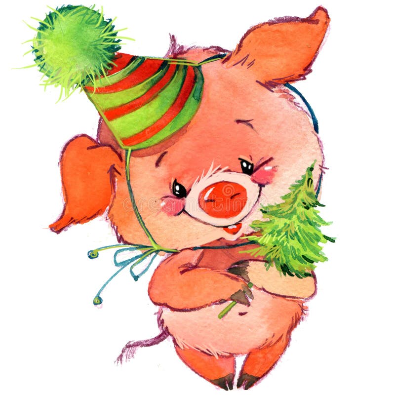 Funny pig and party. stock illustration. Illustration of drawing - 55027447