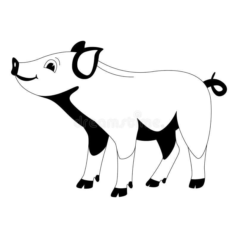 Funny Pig, Vector Illustration, Lining Draw, Side Stock Vector ...
