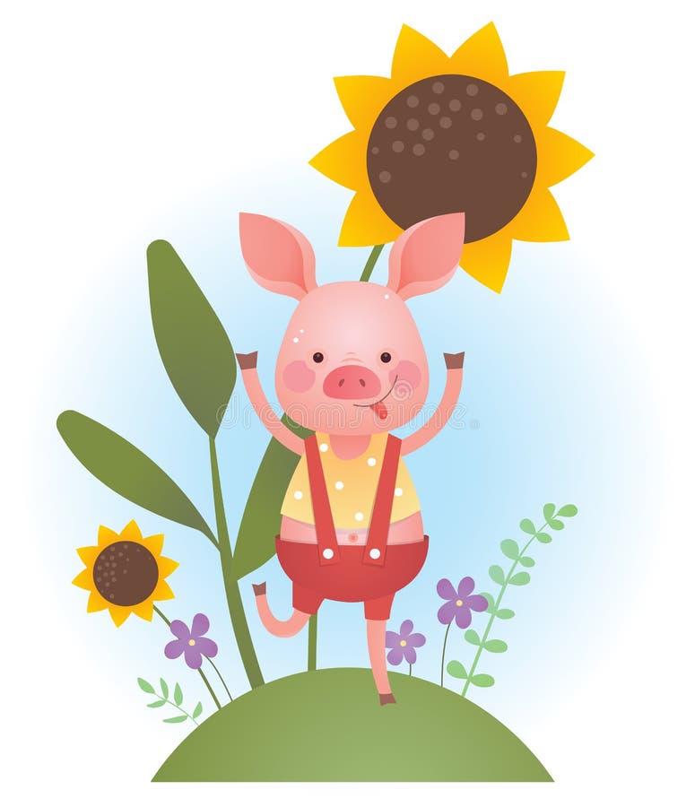 Funny Piggy Vector Color Illustration Stock Vector - Illustration of ...