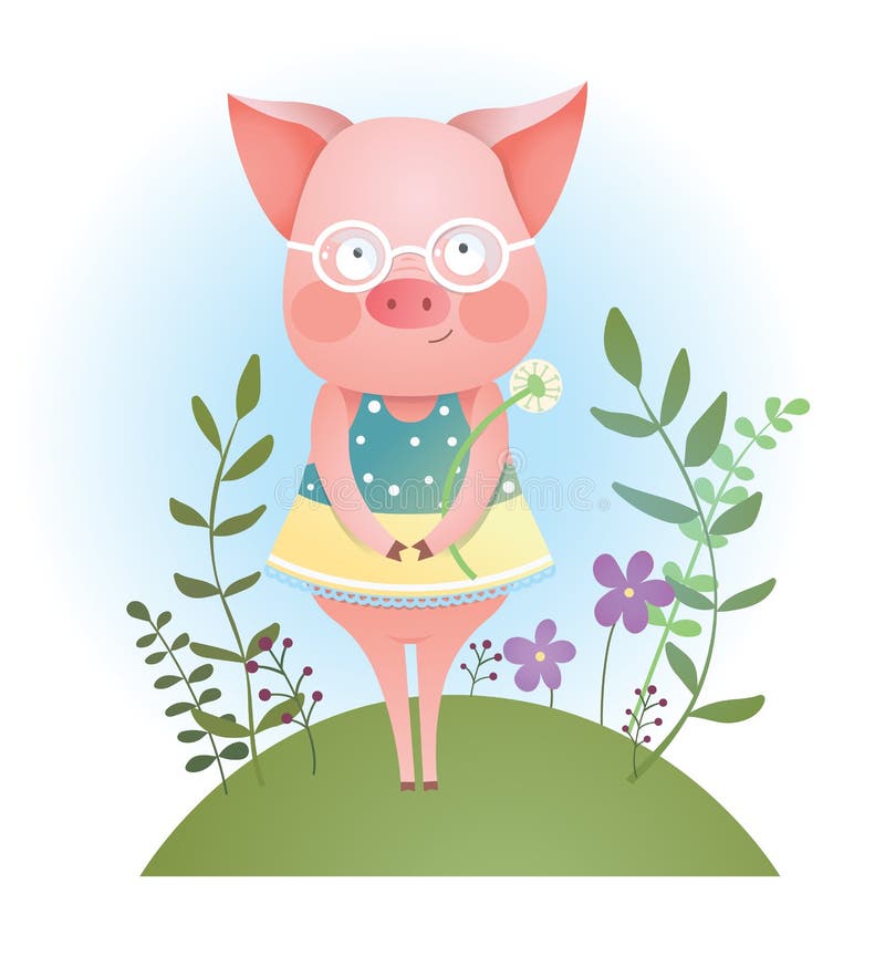 Funny Piggy, Vector Cartoon Illustration. Vector E Stock Vector ...