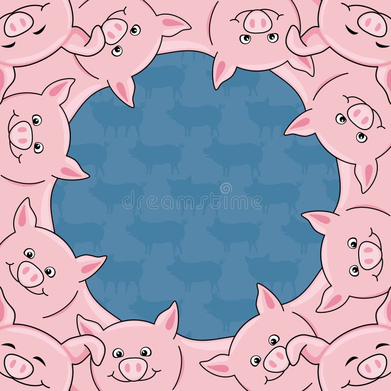 Funny Pigs on a Blue Background. Stock Vector - Illustration of animal ...