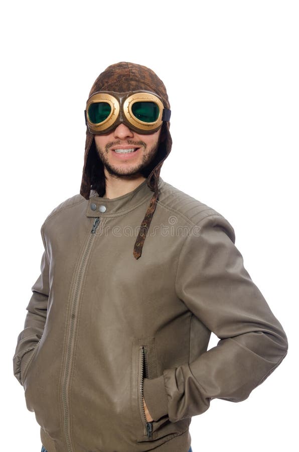 Funny Pilot Isolated on the White Stock Photo - Image of aviation ...
