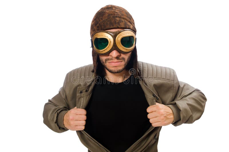 Funny Pilot Isolated on the White Stock Image - Image of expression ...
