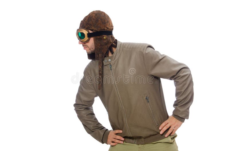 Funny Pilot Isolated on the White Stock Photo - Image of plane, pilot ...
