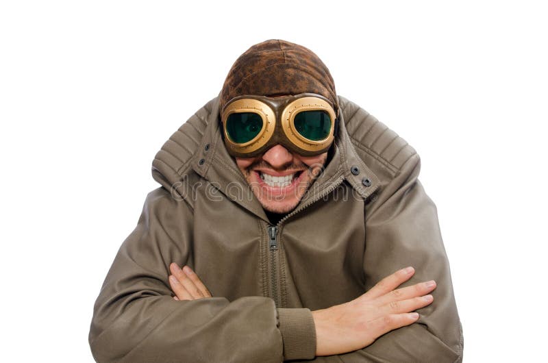 Funny Pilot Isolated on the White Stock Image - Image of aeronautical ...