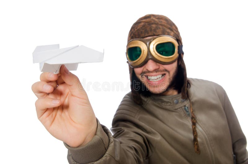 Funny Pilot Isolated on the White Stock Image - Image of flying ...