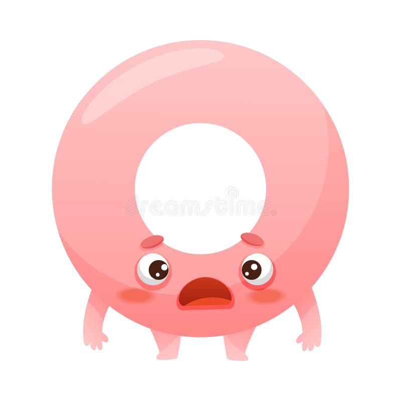 Funny Pink Circle As Geometric Shape Character with Shocked Face ...