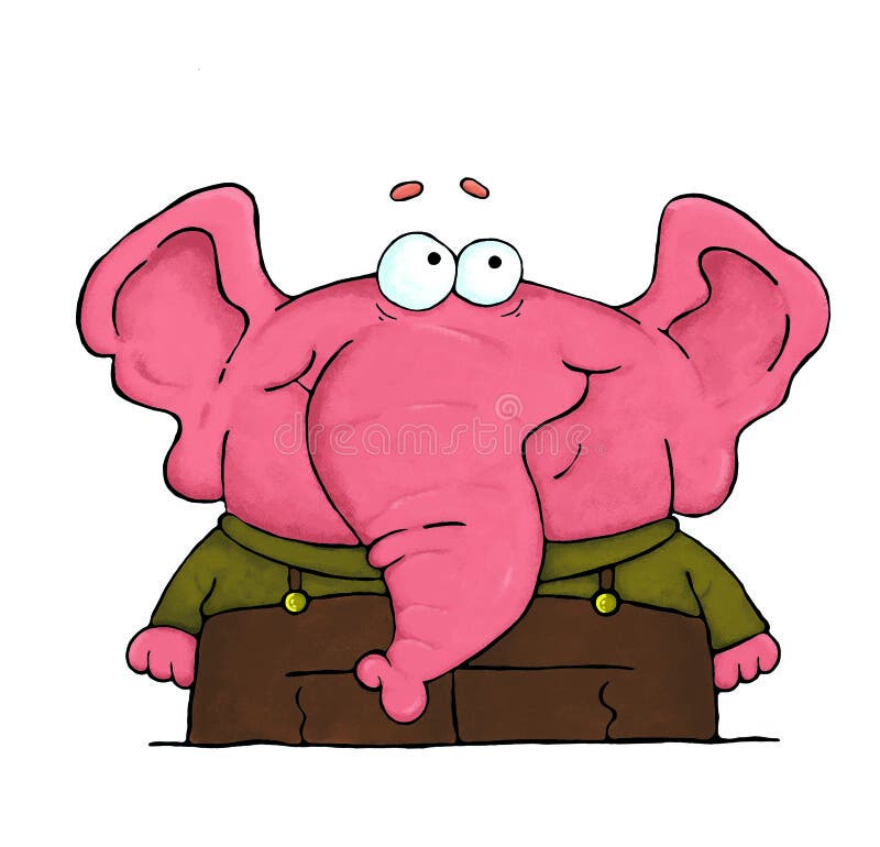 Funny pink Elephant stock illustration. Illustration of person - 7528023