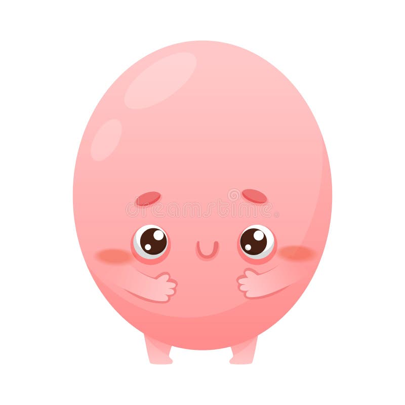 Funny Pink Oval As Geometric Shape Character with Smiling Face ...