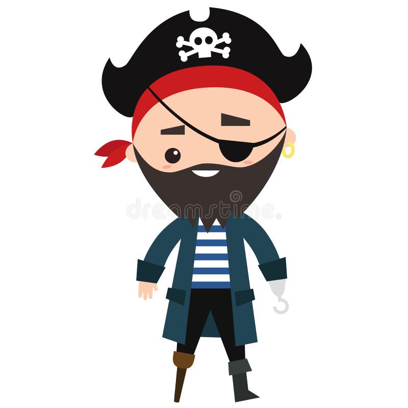 Funny Pirate with Eye Patch, Hook instead of Hand and Wooden Prosthesis ...