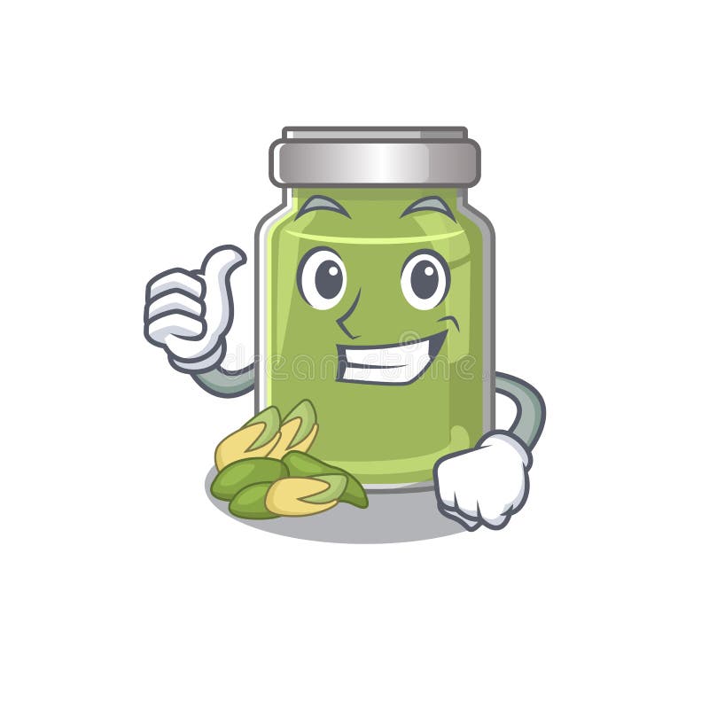 Funny Pistachio Butter Making Thumbs Up Gesture Stock Vector ...