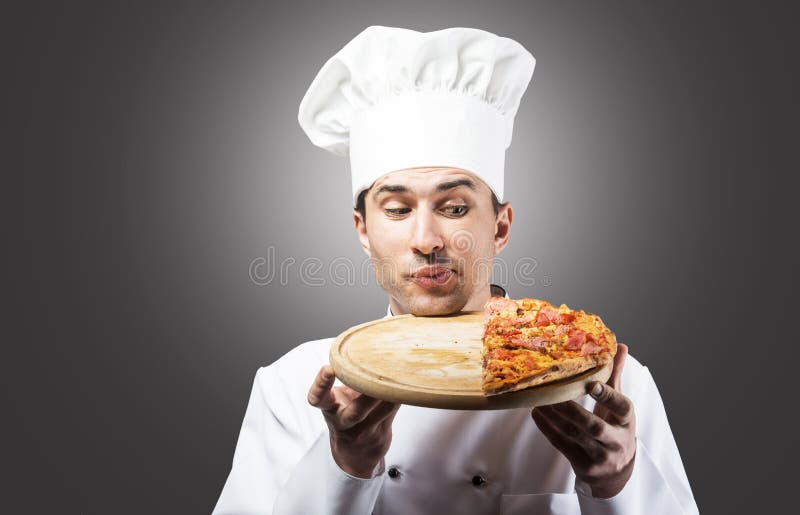 Funny pizza chef stock image. Image of playful, humor - 41617623