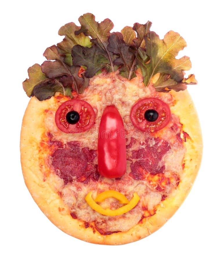 Funny pizza face stock image. Image of mozzarella, expression - 20165207