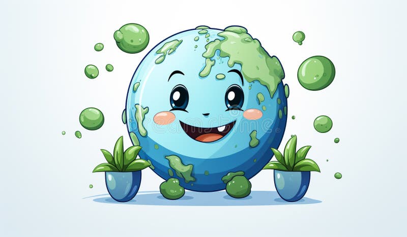 Funny Planet Earth with Smiling Face. AI Generated Stock Illustration ...