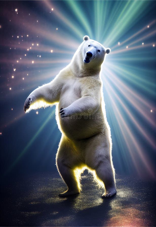 Funny Polar Bear Dancing at the Disco in the Spotlight. AI Generated ...
