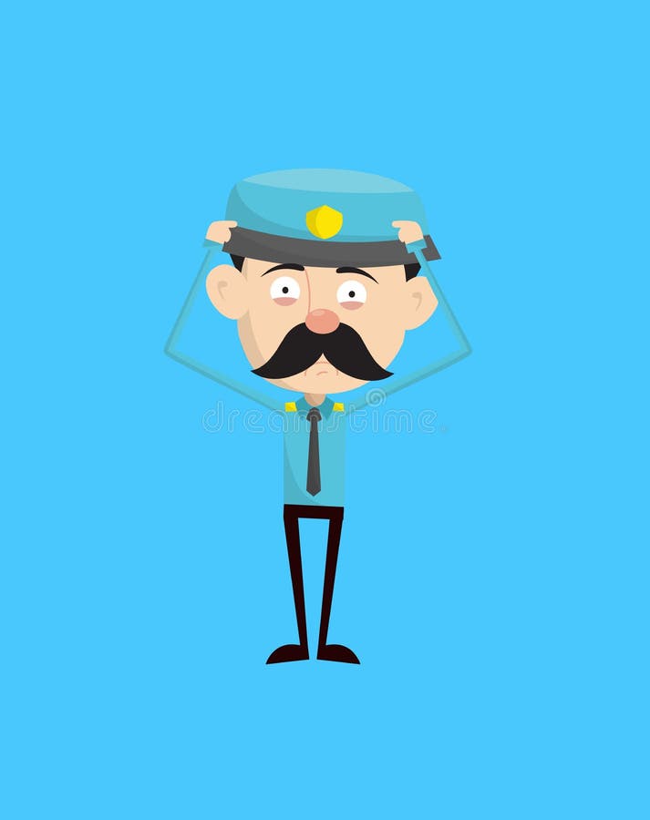Funny Policeman Cop - Bezorgd Vector Illustratie - Illustration of ...