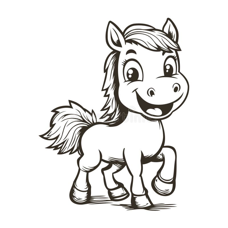 Funny Pony Standing and Smiling. Stock Vector - Illustration of ...