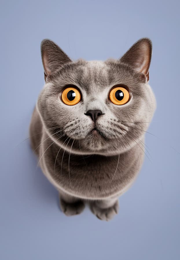 Funny Portrait of a British Cat on a Blue Background Stock Illustration ...