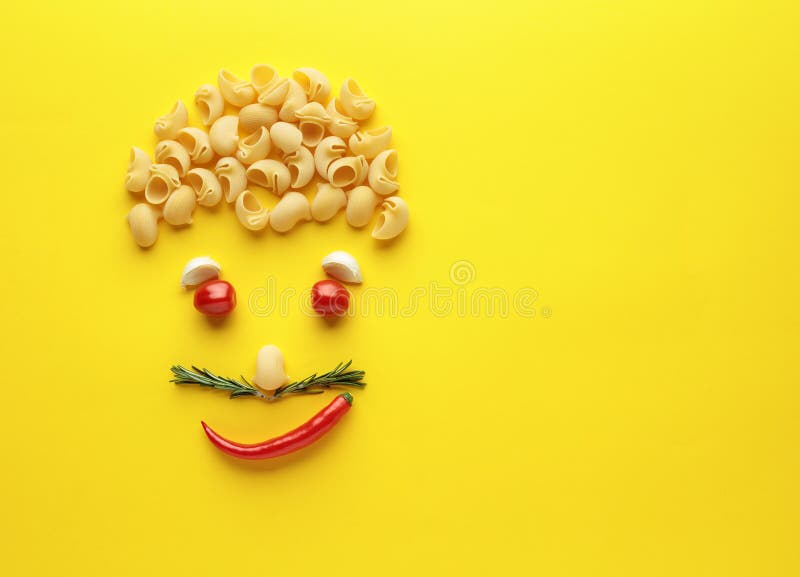 Funny Portrait of a Chef. Using Ingredients for Making Pasta Stock ...