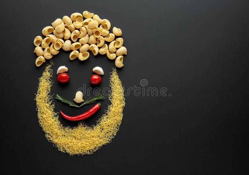 Funny Portrait of a Chef. Using Ingredients for Making Pasta Stock ...