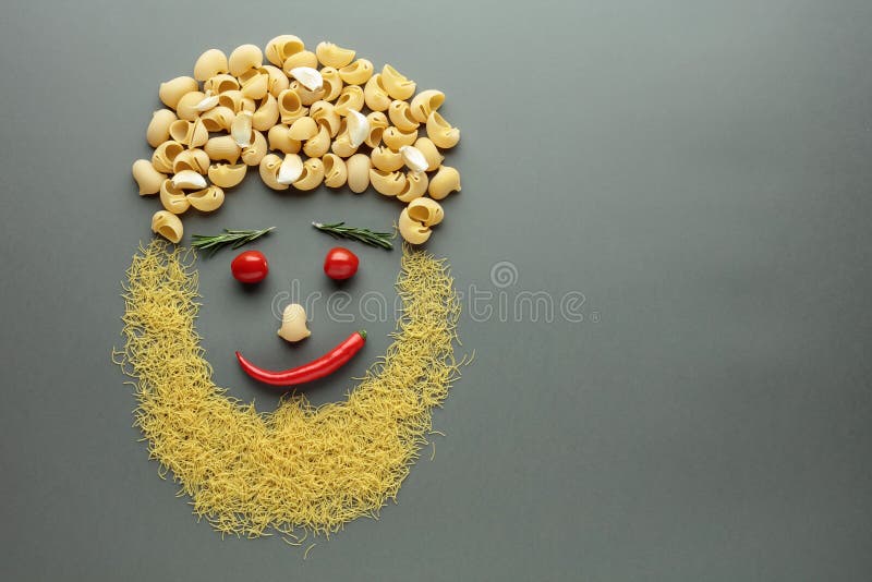 Funny Portrait of a Chef. Using Ingredients for Making Pasta Stock ...