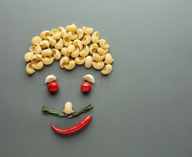 Funny Portrait of a Chef. Using Ingredients for Making Pasta Stock ...