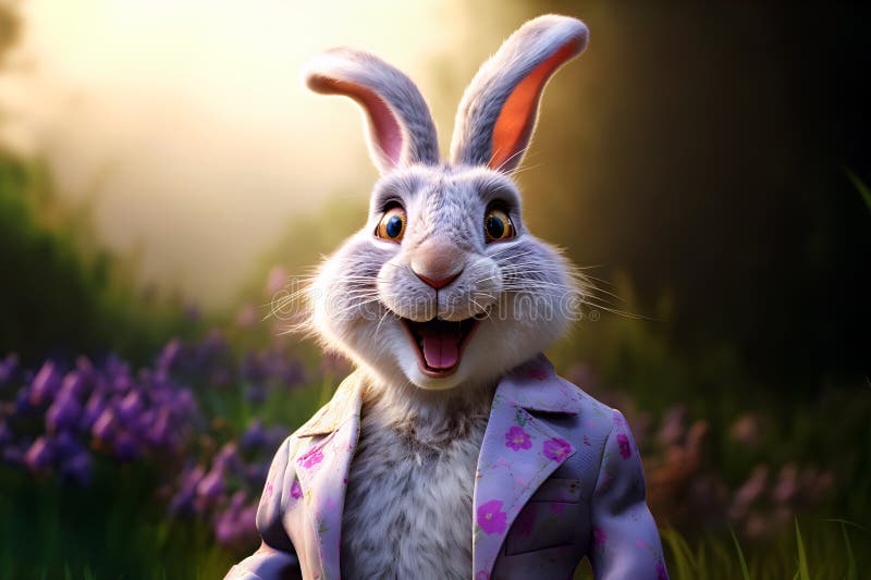 Funny Portrait Easter Bunny Stock Illustration - Illustration of pretty ...