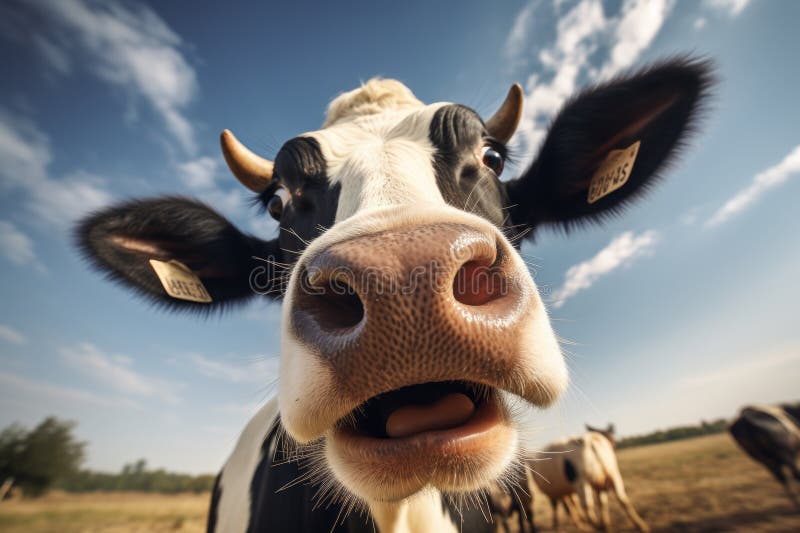 Funny Portrait of a Mooing Cow,close Up Stock Image - Image of ...