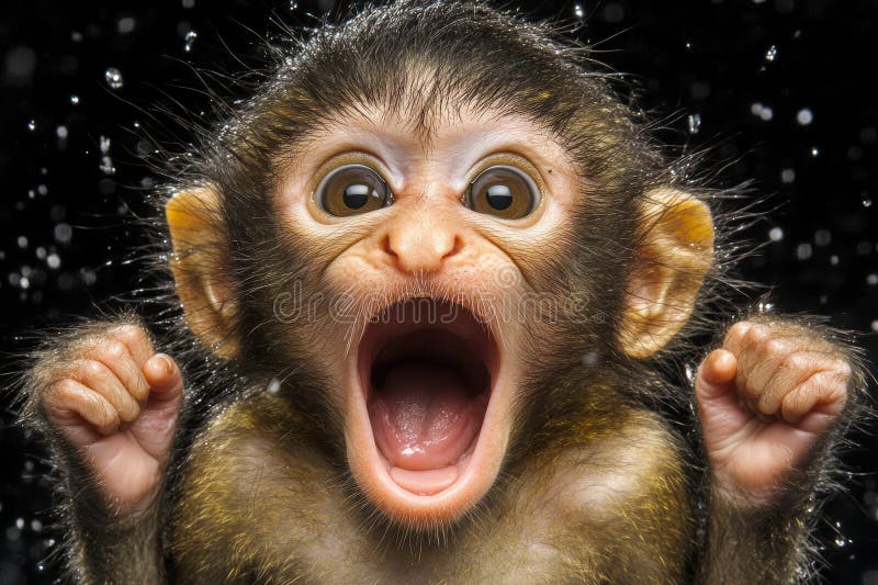 Funny Portrait of a Smiling Barbary Macaque Monkey Showing Its Teeth ...