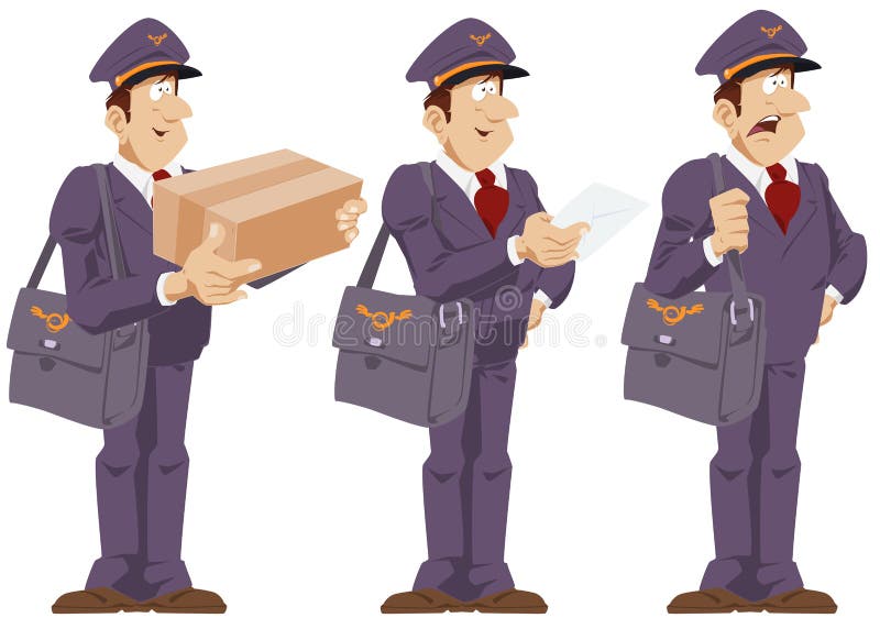 Funny Postman Character Jumping in Excitement Stock Illustration ...