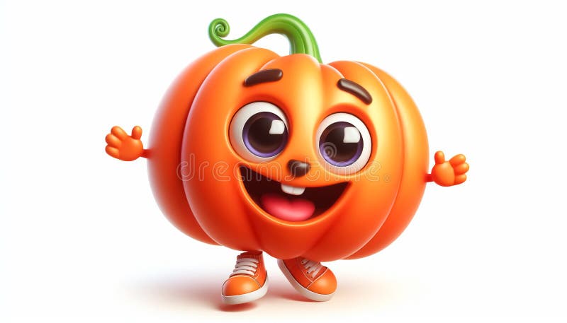 Funny Pumpkin Cartoon with Smiling Face. Halloween Time Stock ...