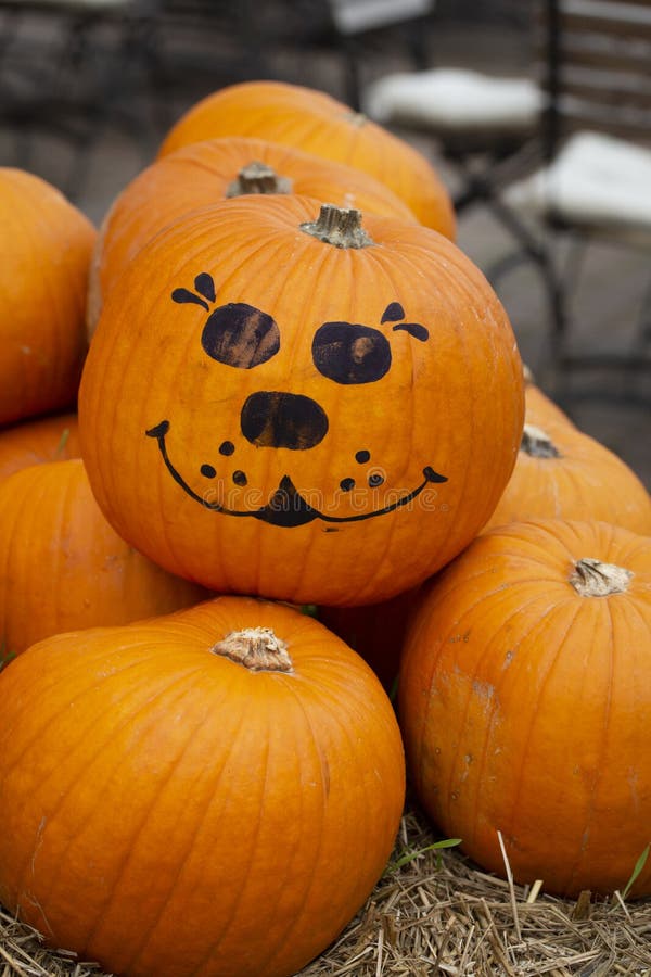 Funny Pumpkin Face Autumn Decoration Stock Image - Image of ...