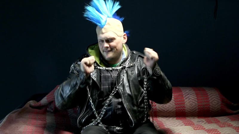 Funny Punk Making Youga on the Sofa Stock Footage - Video of scold ...